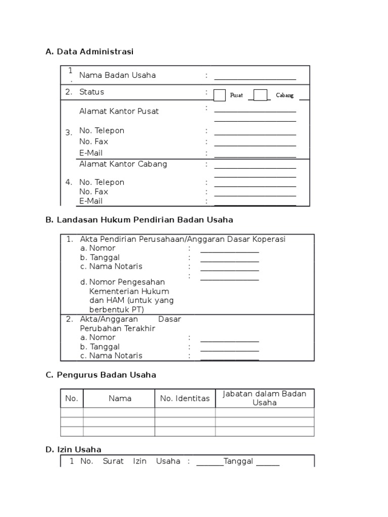 Contoh Data Administrasi Perusahaan | PDF