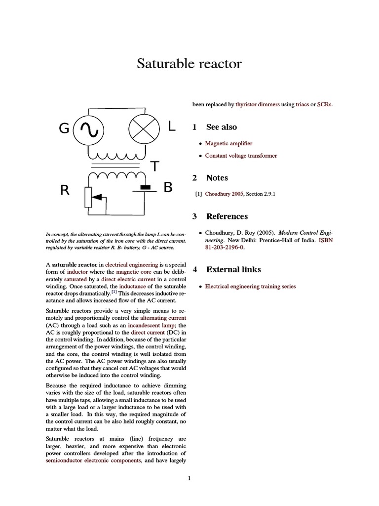Saturable Reactor | PDF | Alternating Current | Inductor