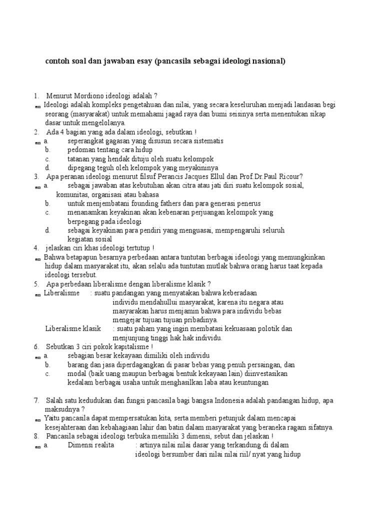 Contoh Soal Dan Jawaban Esay | PDF