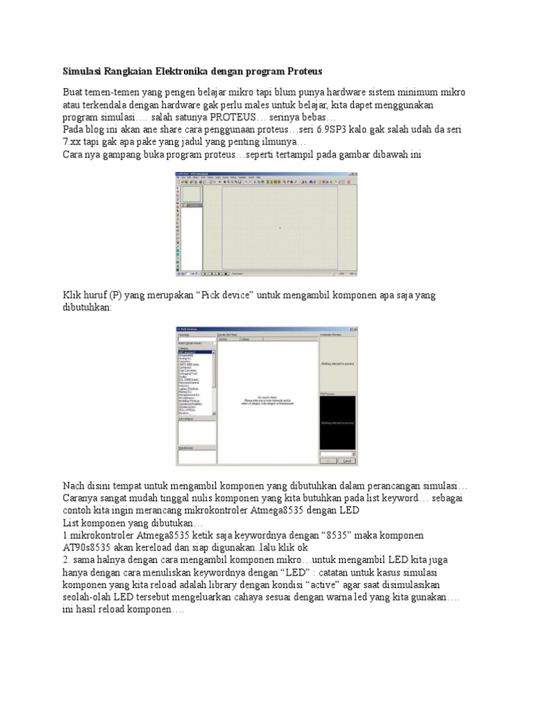 Simulasi Rangkaian Elektronika Dengan Program Proteus | PDF