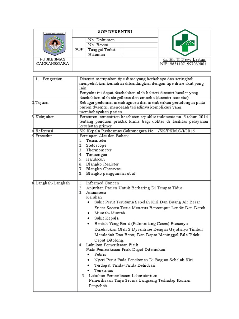 Sop Disentri | PDF | Pengembangan Diri | Sains & Matematika