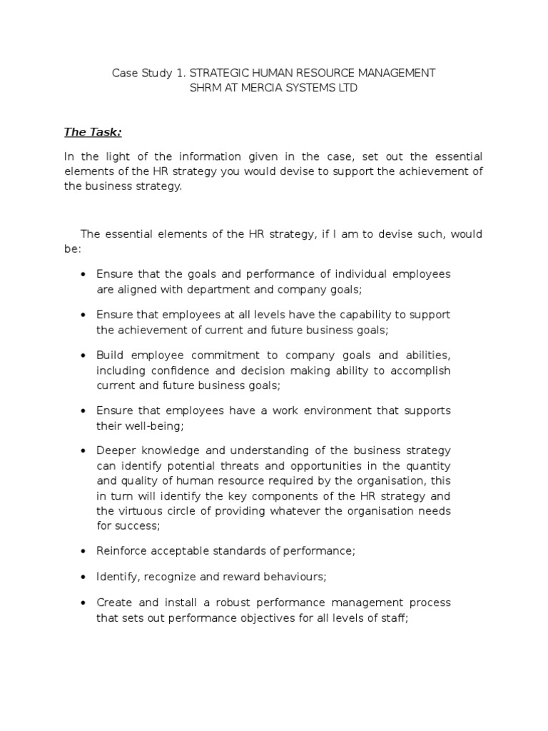 Strategic HRM at Mercia Systems Ltd | PDF | Career & Growth | Business