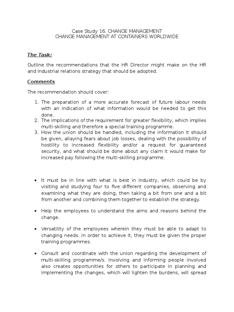Case Study 16 Change Management. | PDF