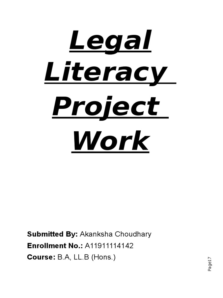 Legal Literacy Project Work | PDF | Government | Justice