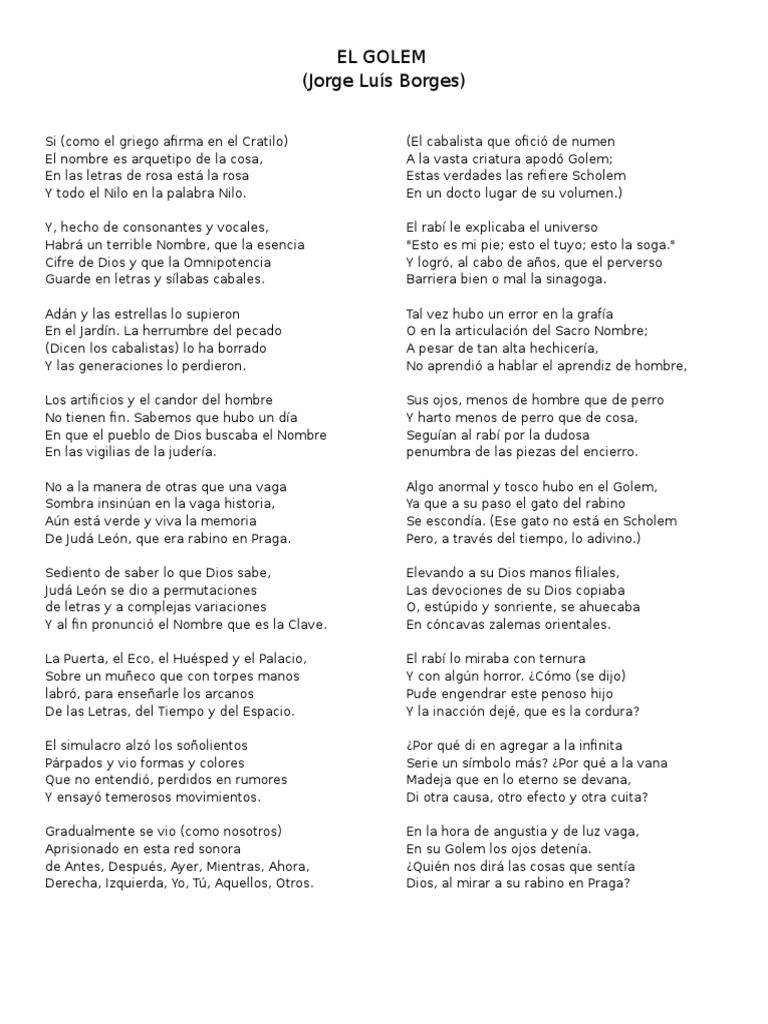 Borges EL GOLEM Pema | PDF | Religión y creencia | Science