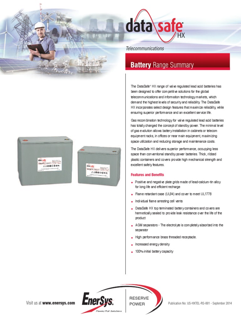 Enersys DataSafe HX 12V Telecom Battery Range Summary | PDF | Battery ...