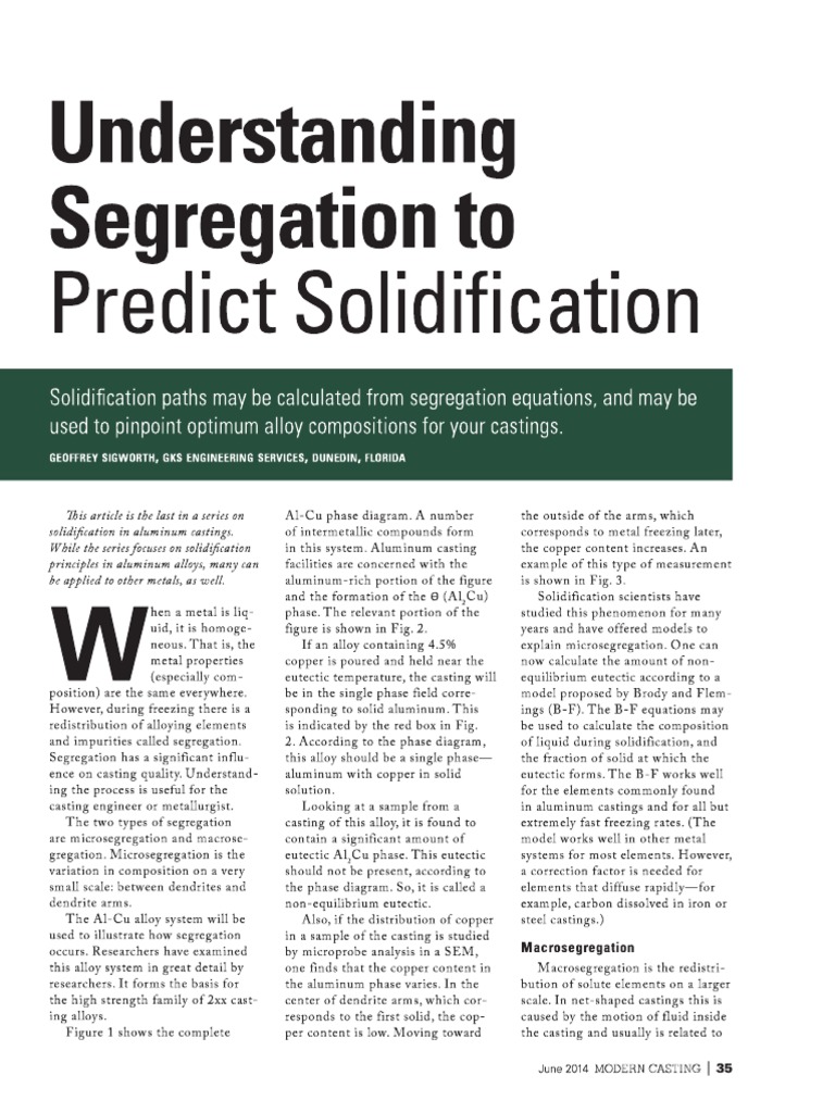 Understanding Segregation To Predict Solidification - Modern Casting ...