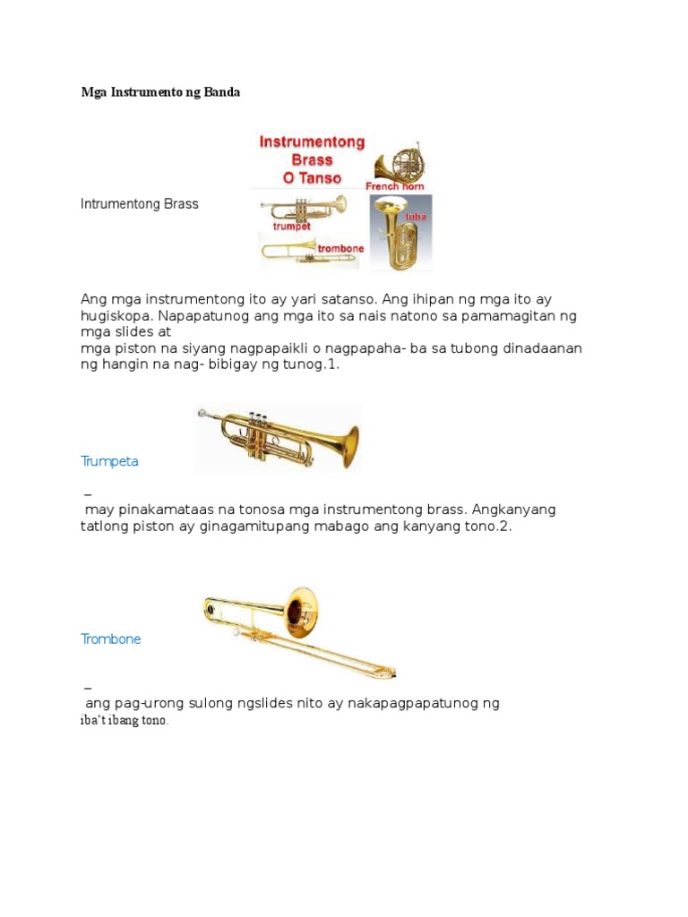 Mga Instrumento NG Banda | PDF