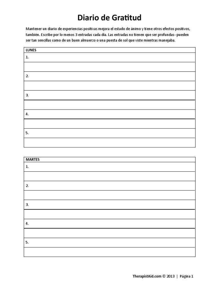Diario de Gratitud en Español | PDF | Relaciones personales, crianza y ...