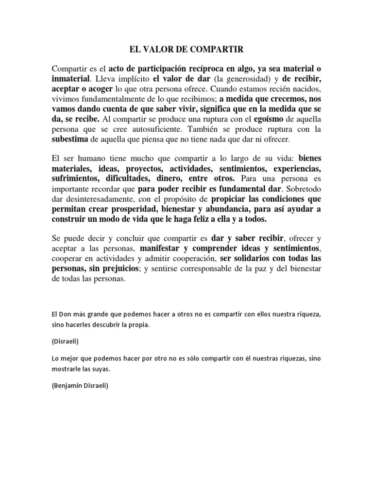 El Valor de Compartir | PDF