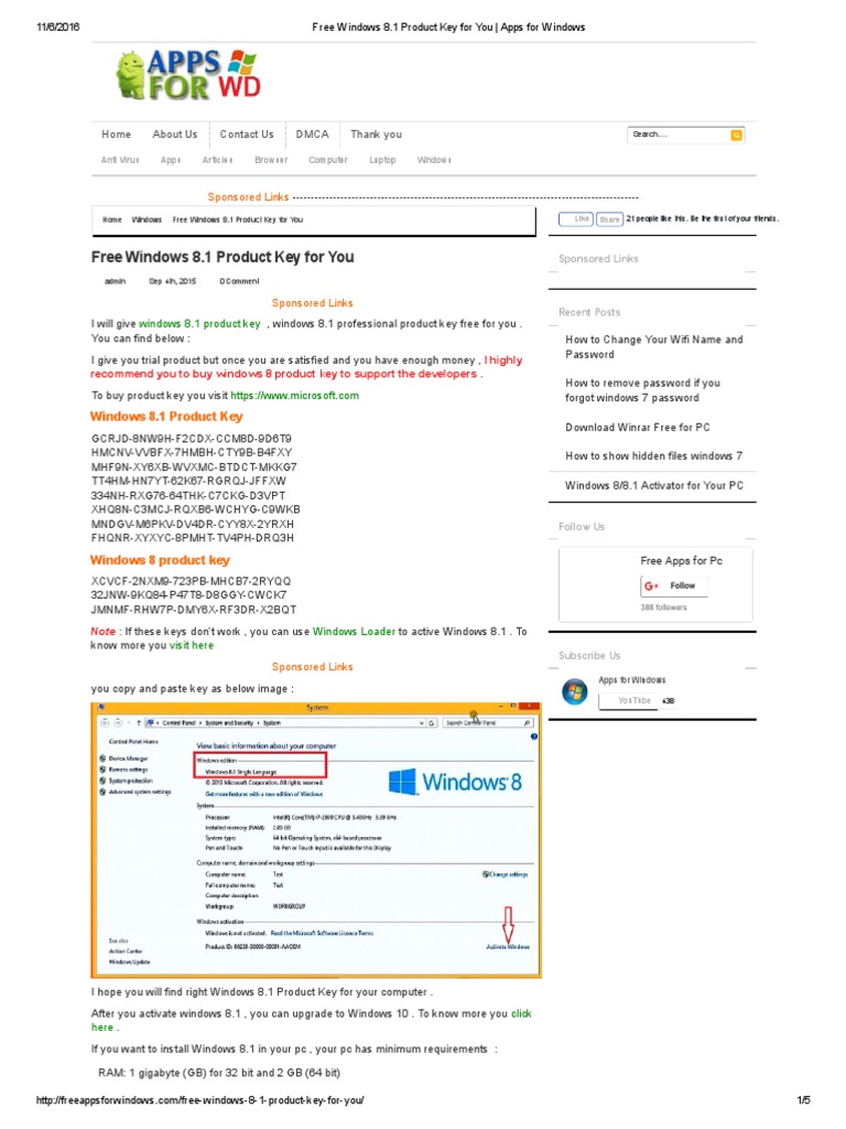 Free Windows 8.1 Product Key For You: Home About Us Contact Us Dmca ...