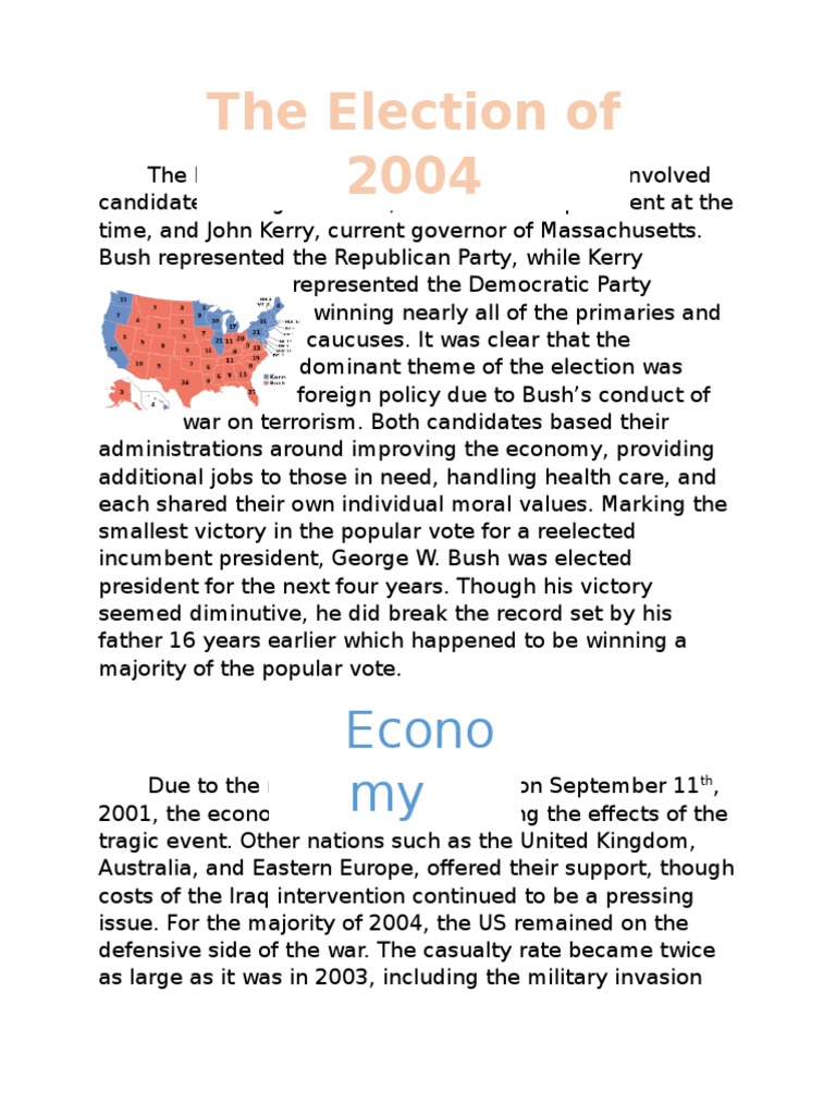 The Election of 2004: Econo My | PDF | John Kerry | George W. Bush