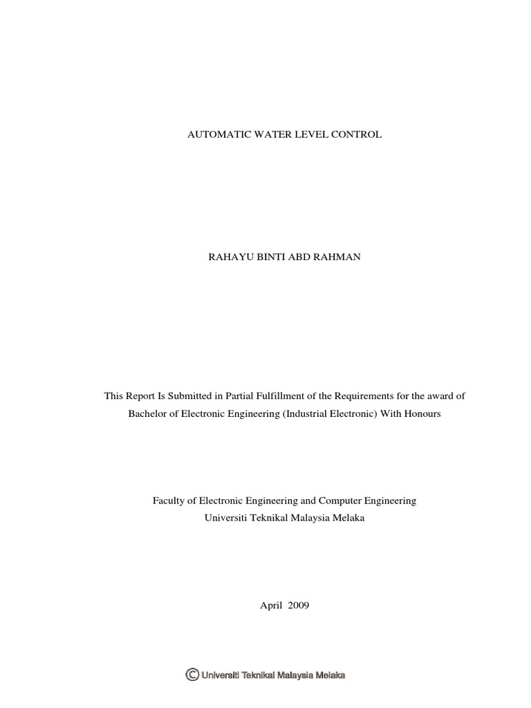 Automatic Water Level Control Rahayu Abd Rahman TJ213.R39 2009 24 | PDF ...