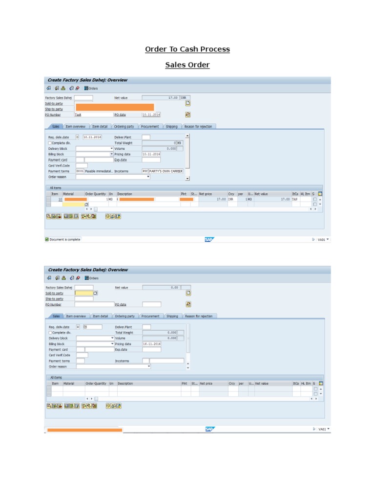 Order To Cash Process Sales Order | PDF