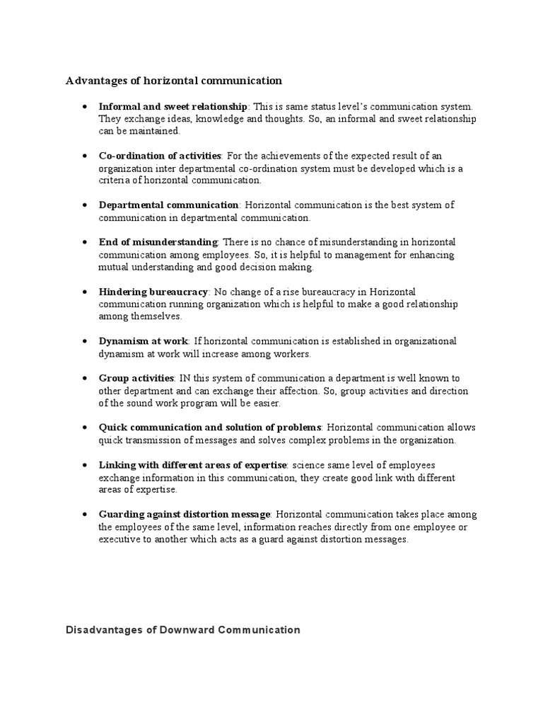 Advantages of Horizontal Communication | PDF | Career & Growth