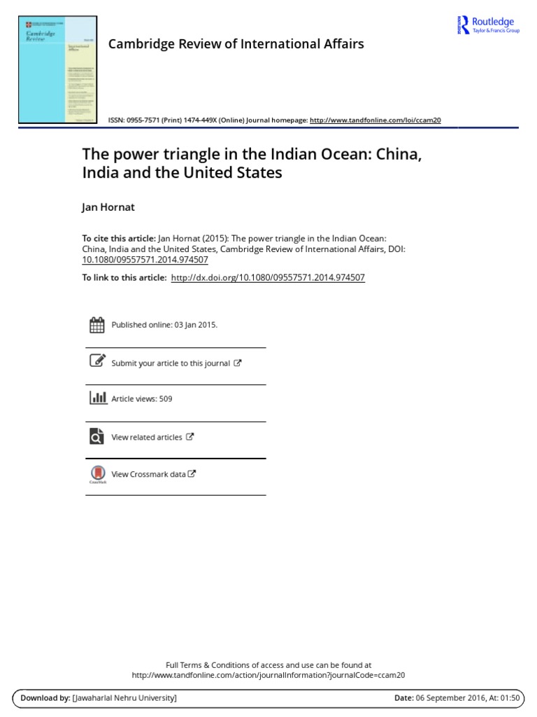 The Power Triangle in The Indian Ocean China India and The United ...