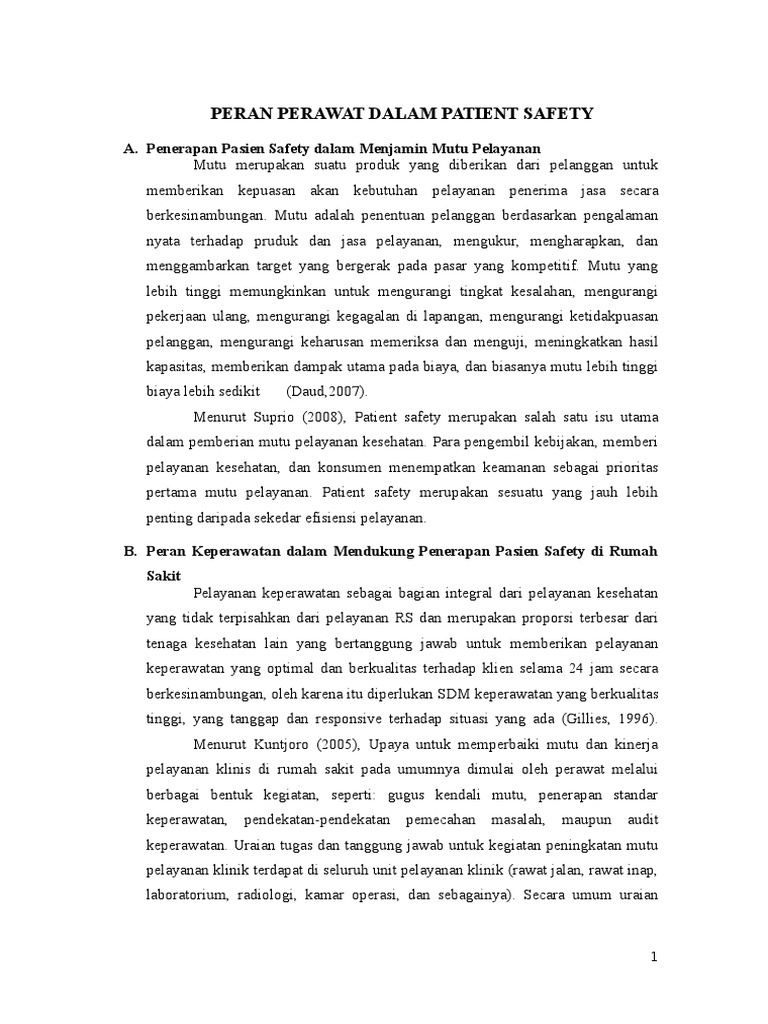 Peran Perawat Dalam Patient Safety | PDF