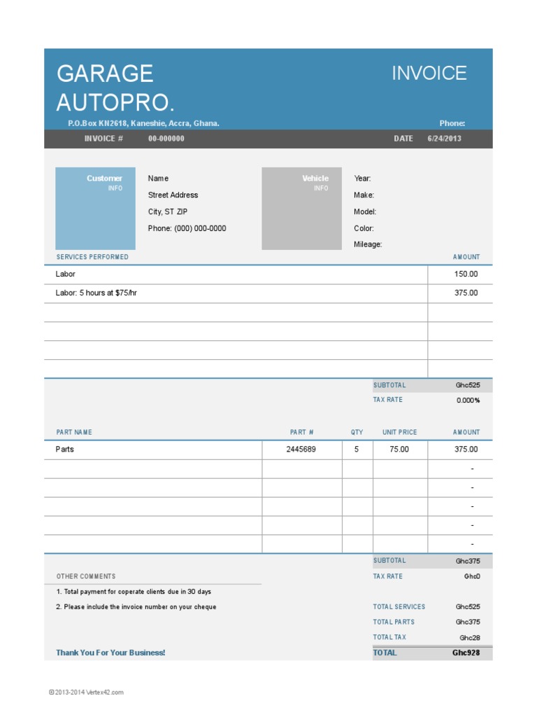 Auto Repair Invoice | PDF | Cheque | Services (Economics)
