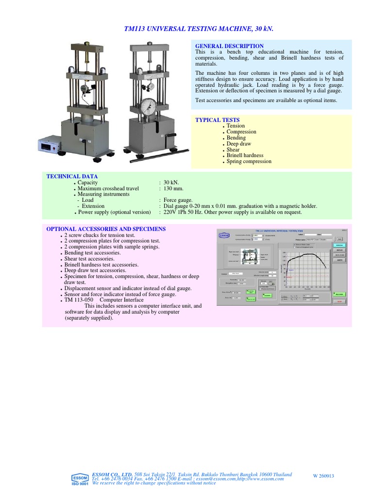 TM113 UNIVERSAL TESTING MACHINE, 30 KN PDF | PDF