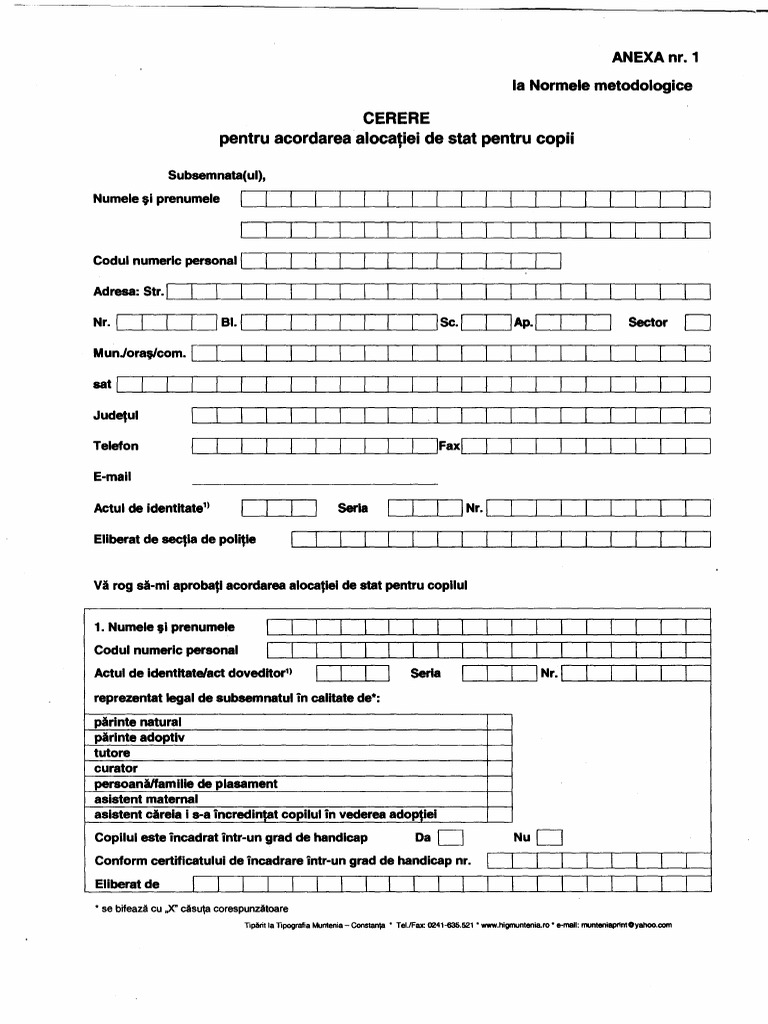 Cerere Tip - Alocatie Copil | PDF