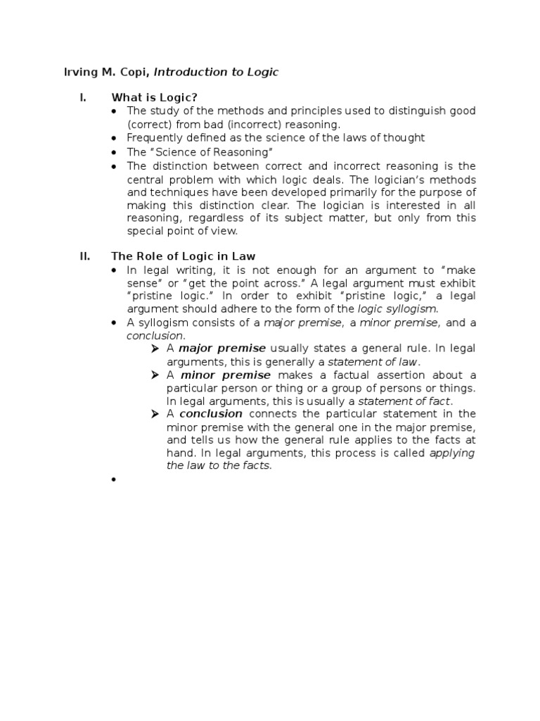 Notes On Introduction To Logic | PDF