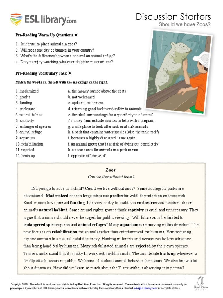 Discussion Material - Zoos (ESL, EFL, English Lesson) | Download Free ...