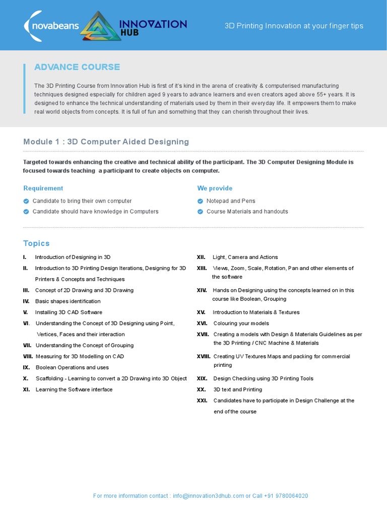 Advance Course: Module 1: 3D Computer Aided Designing | Download Free ...
