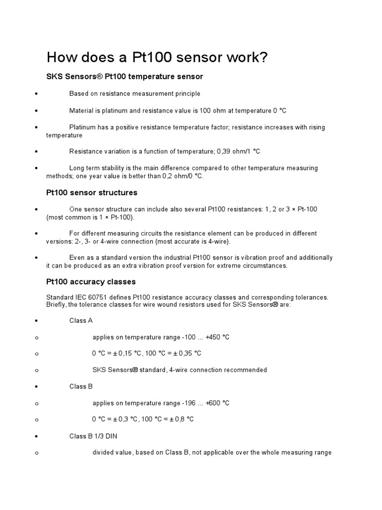 How Does A Pt100 Sensor Work | PDF