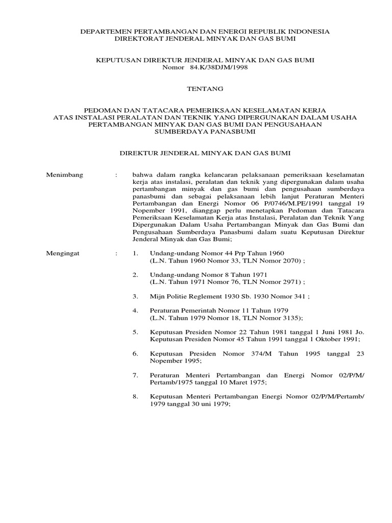 Pedoman Keselamatan Kerja SKPP Migas | PDF | Teknologi & Rekayasa