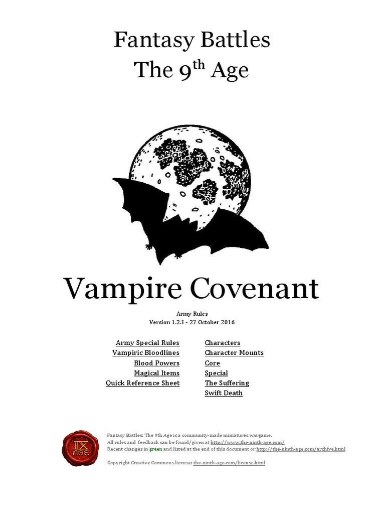 The Ninth Age Vampire Covenant 1 2 1 | PDF | Vampires | Armour