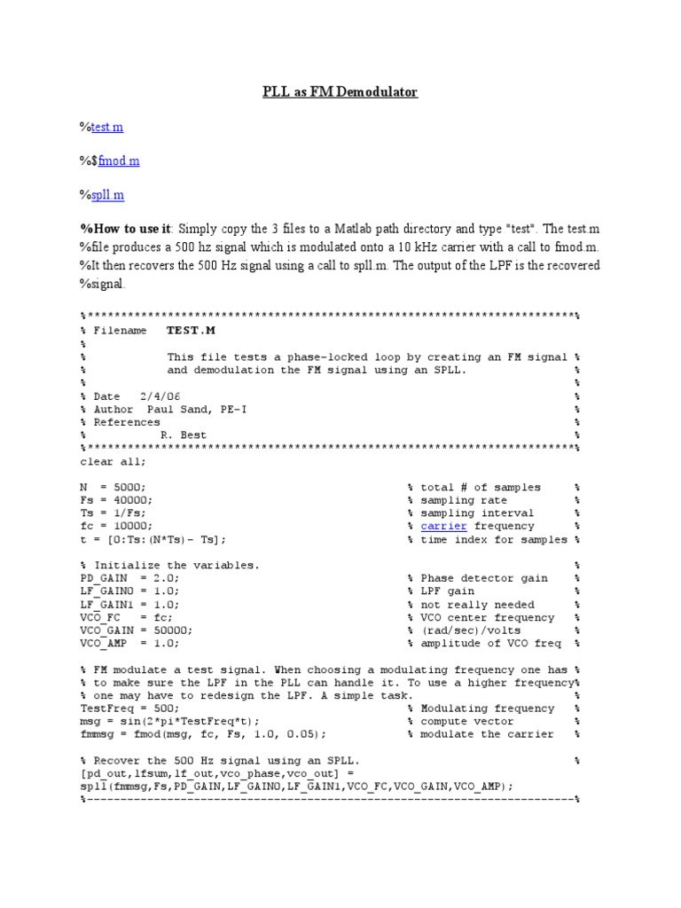 Characterization and Implementation of a Phase Locked Loop (PLL) as an ...
