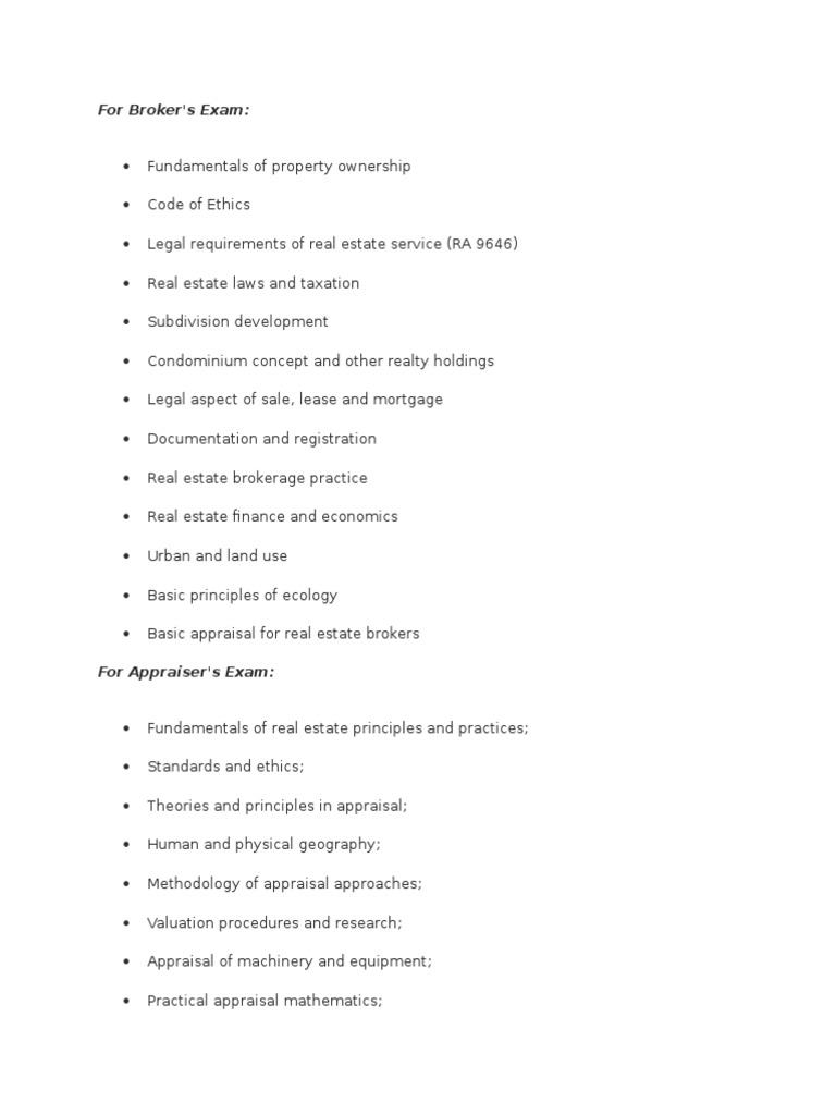 REA REB PRC Exam Coverage | PDF