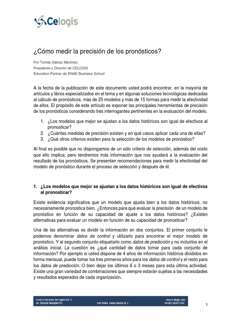 Cómo Medir La Precisión Del Pronóstico | PDF | Medición | Predicción