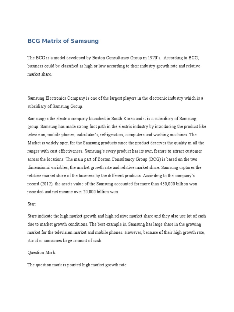 BCG Matrix of Samsung | PDF