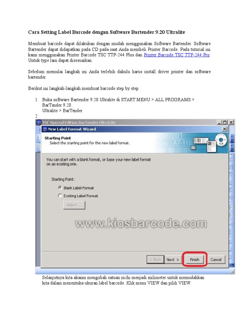 Cara Setting Label Barcode Dengan Software Bartender 9 | PDF