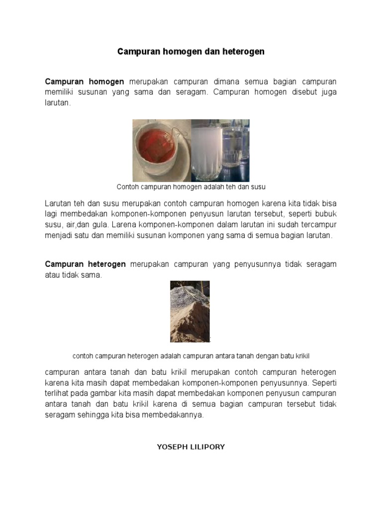 Pengertian Campuran Homogen dan Heterogen | PDF