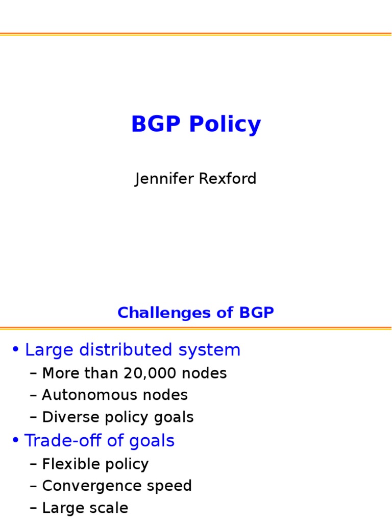 BGP Policy: Jennifer Rexford | Download Free PDF | Routing | Wide Area ...