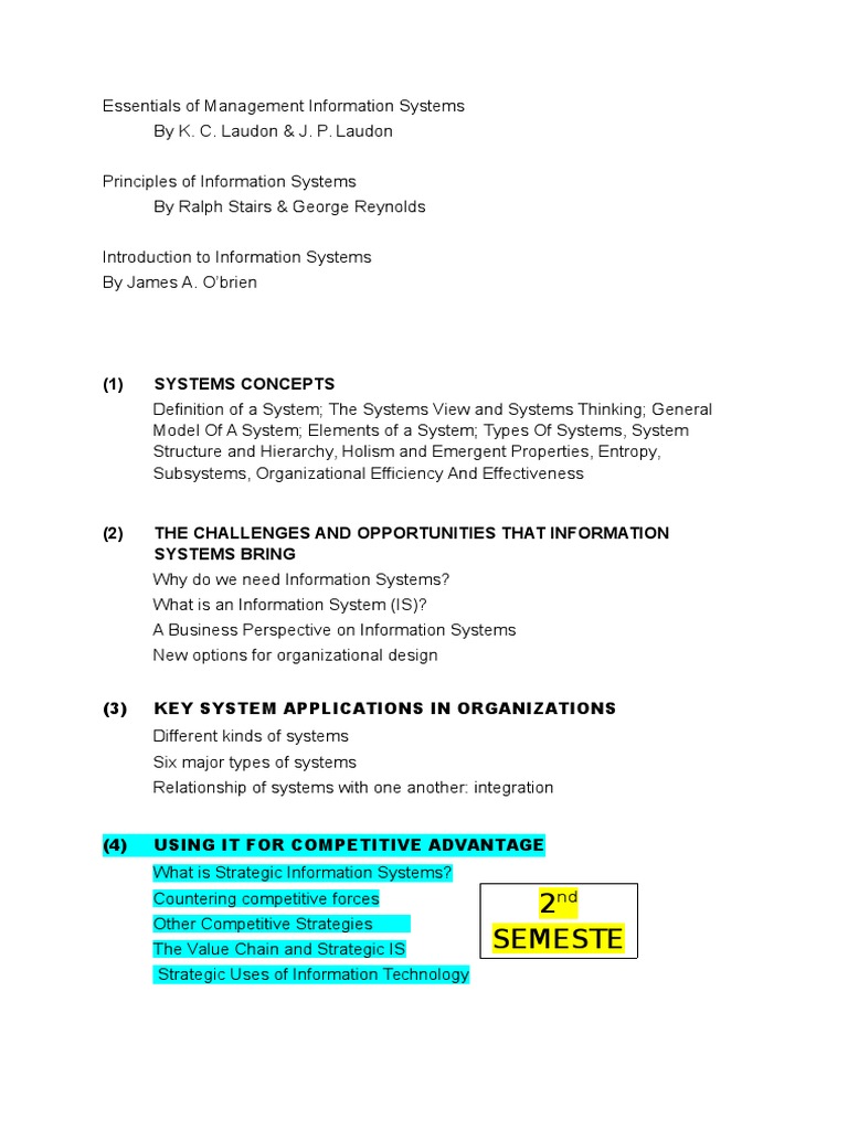 Information Systems Course | PDF