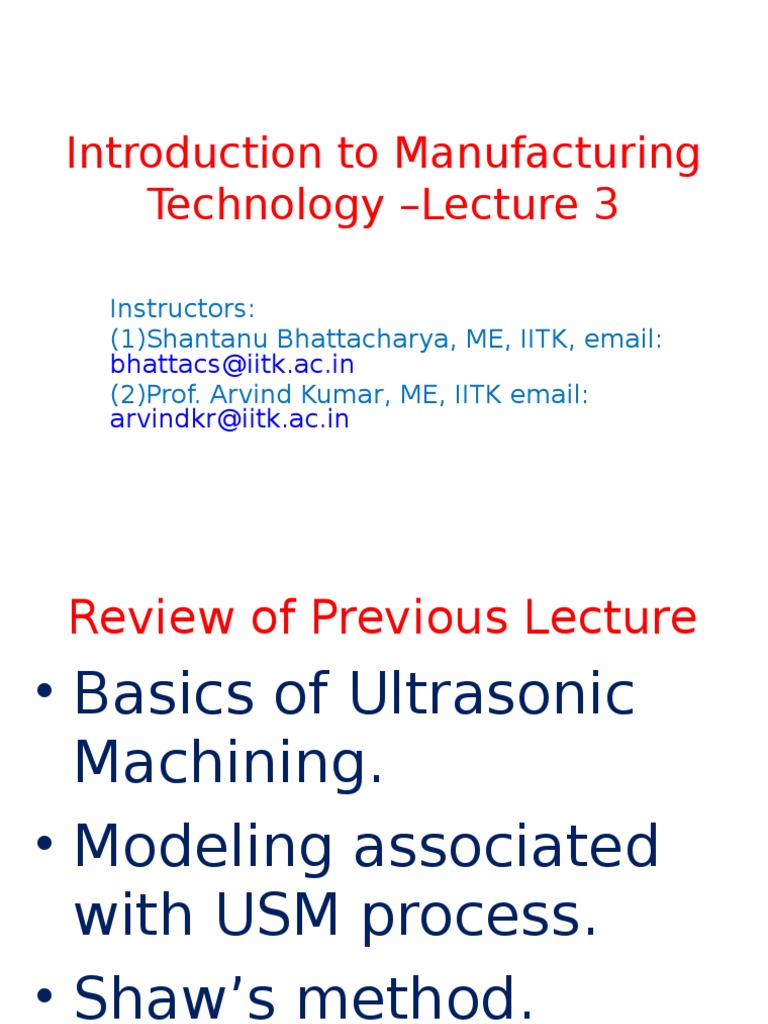 Introduction To Manufacturing Technology - Lecture 3 | PDF