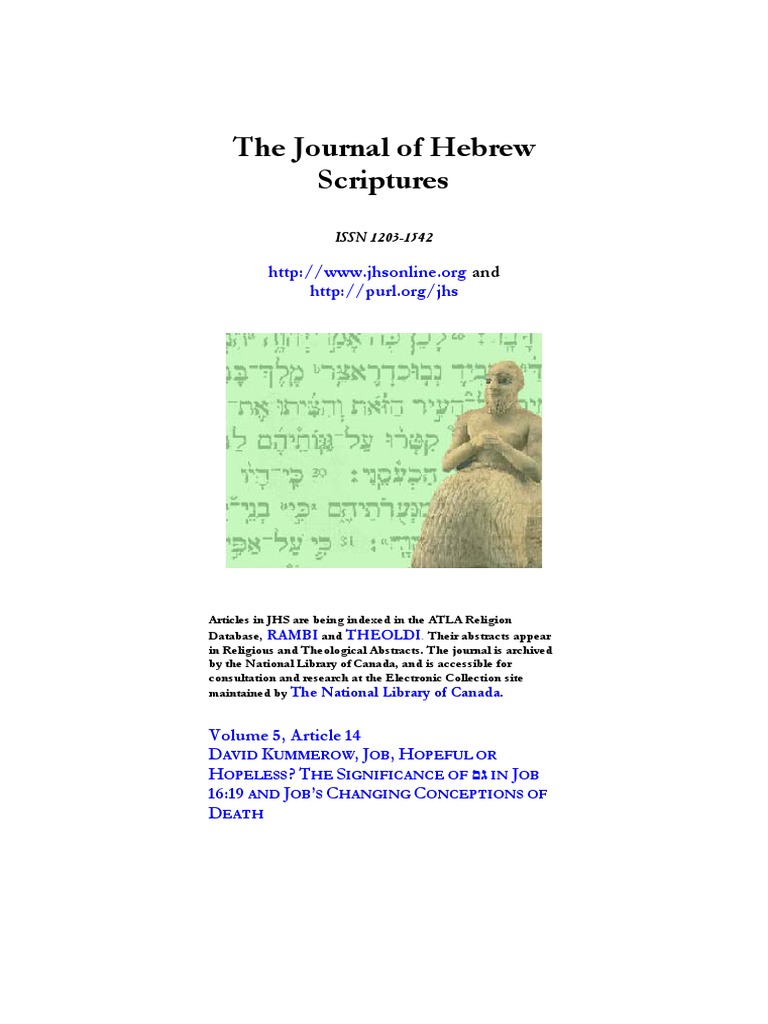 The Journal of Hebrew Scriptures: ISSN 1203-1542 | PDF | Book Of Job ...