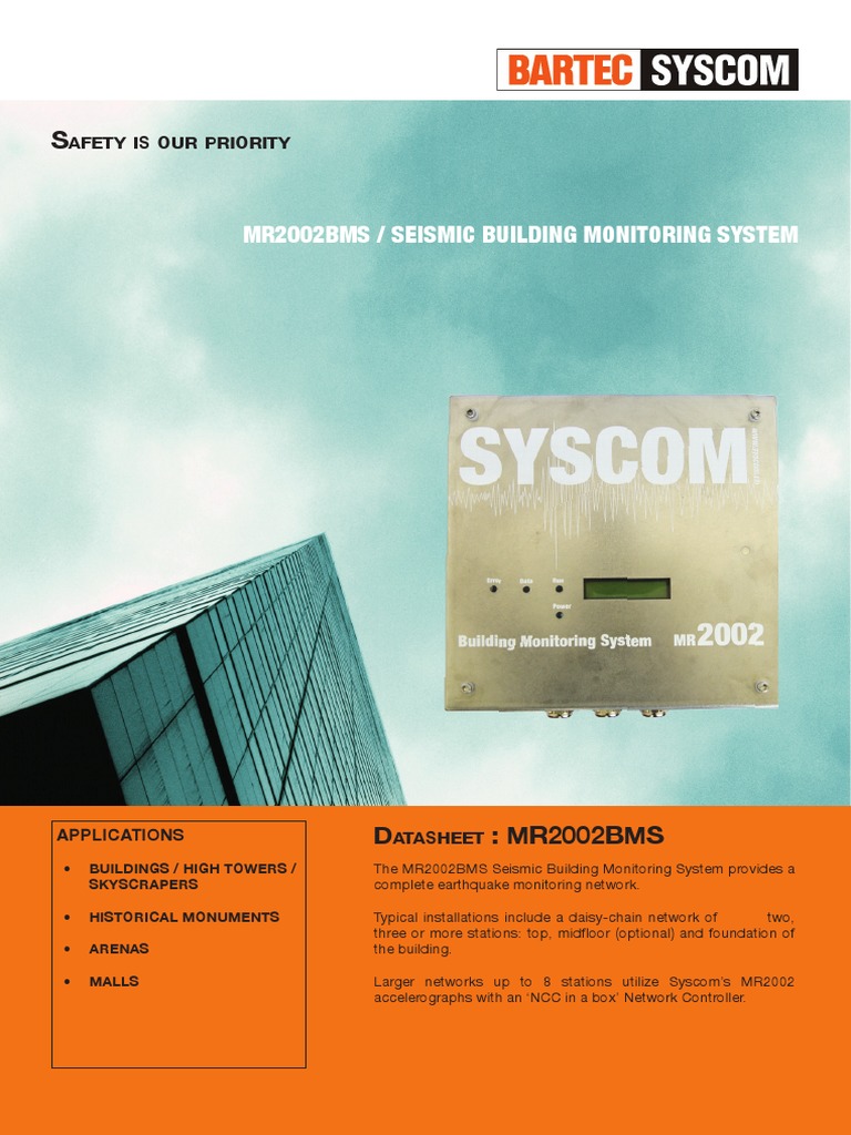 Mr2002Bms / Seismic Building Monitoring System: Afety Is Our Priority ...