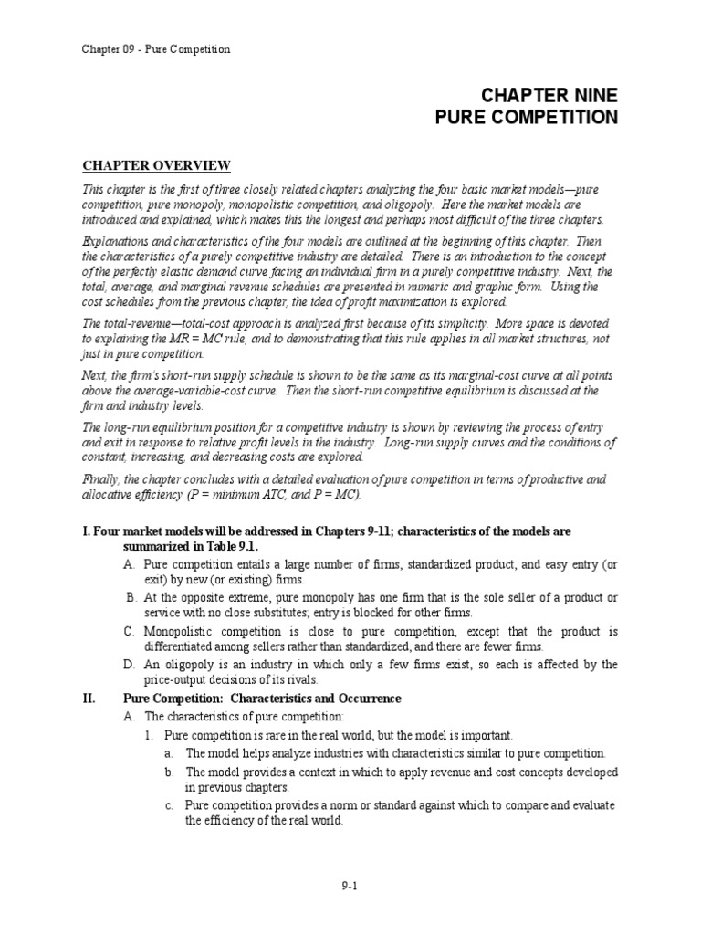 Chapter Nine Pure Competition | PDF | Perfect Competition | Supply ...