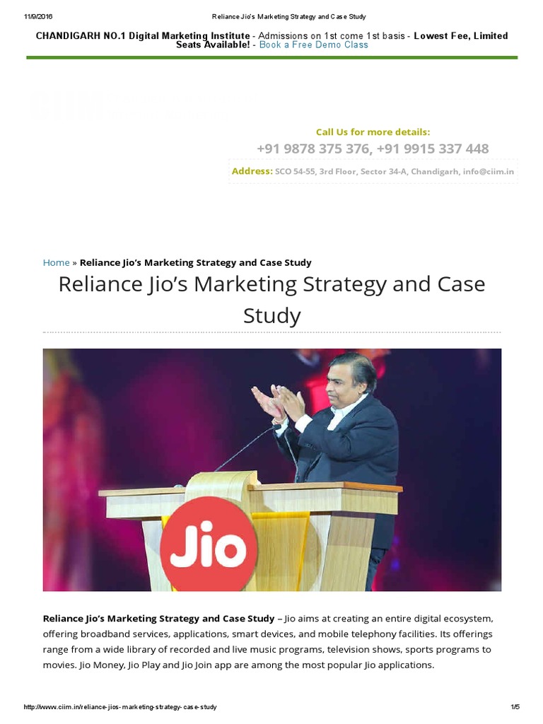 Reliance Jio's Marketing Strategy and Case Study | PDF | Mobile Phones ...