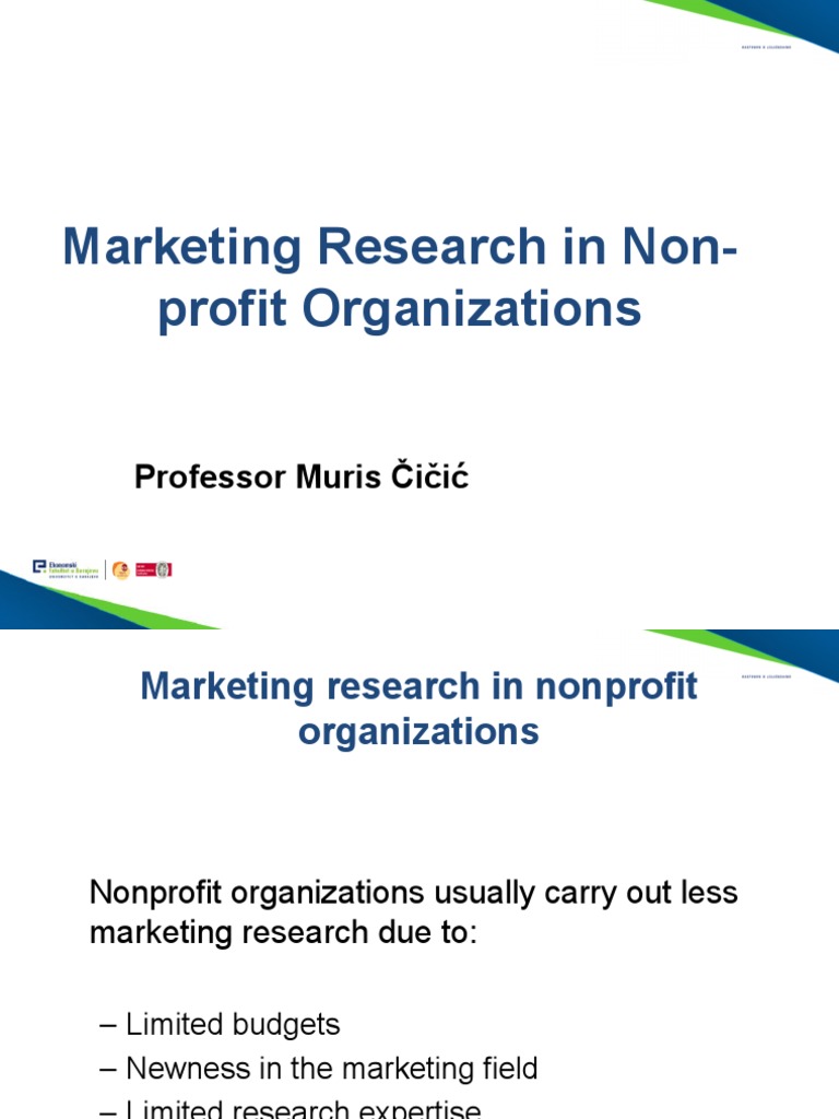 Marketing Research in Non-Profit Organizations: Professor Muris Čičić ...
