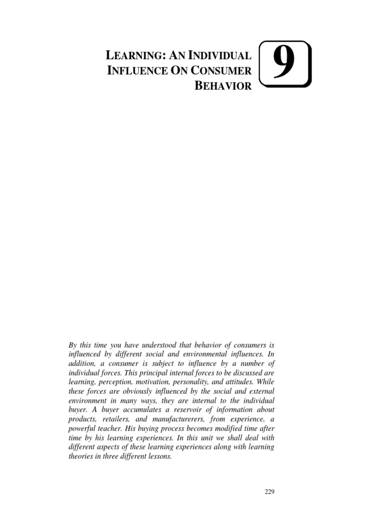 Consumer Behavior Learning | PDF | Classical Conditioning | Reinforcement
