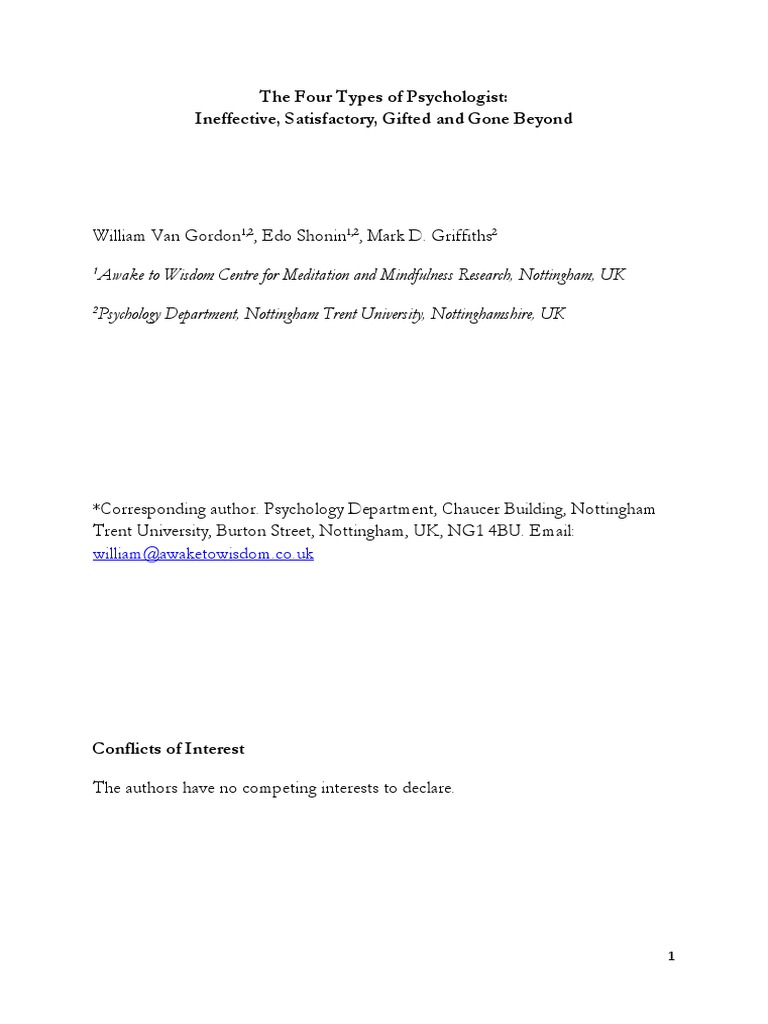 Four Types of Psychologists Explained | PDF | Clinical Psychology ...