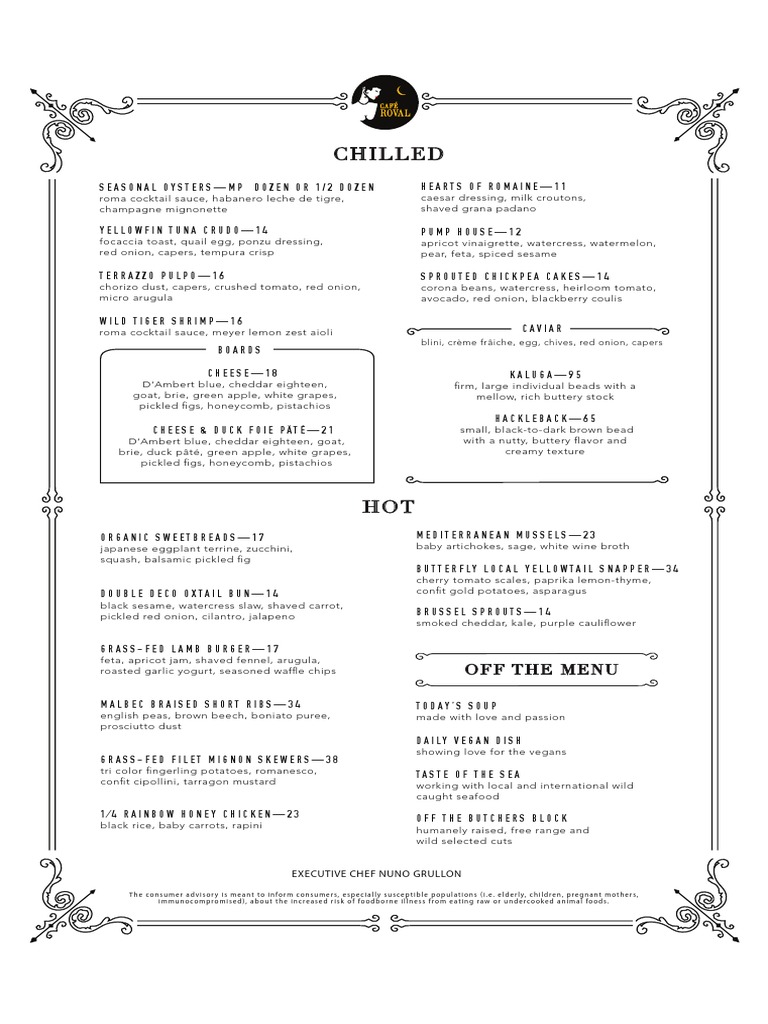 Cafe Roval Menu | PDF