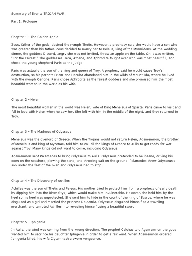 Summary of Events (Trojan War) | PDF | Achilles | Hector