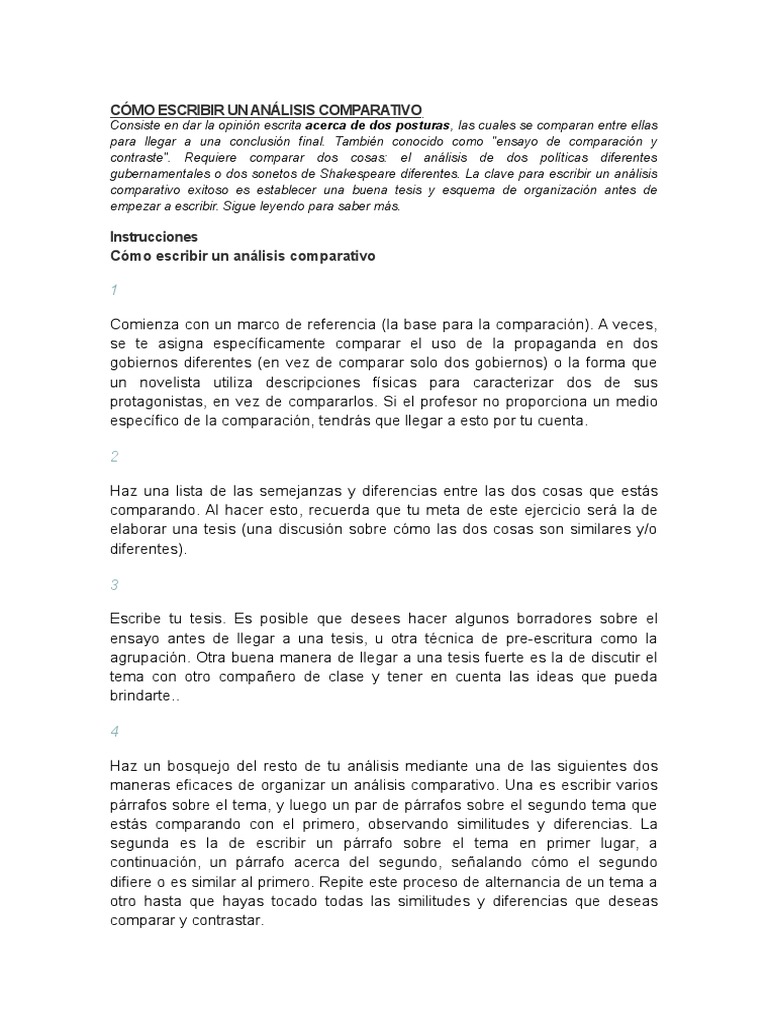 Cómo Escribir Un Análisis Comparativo | PDF