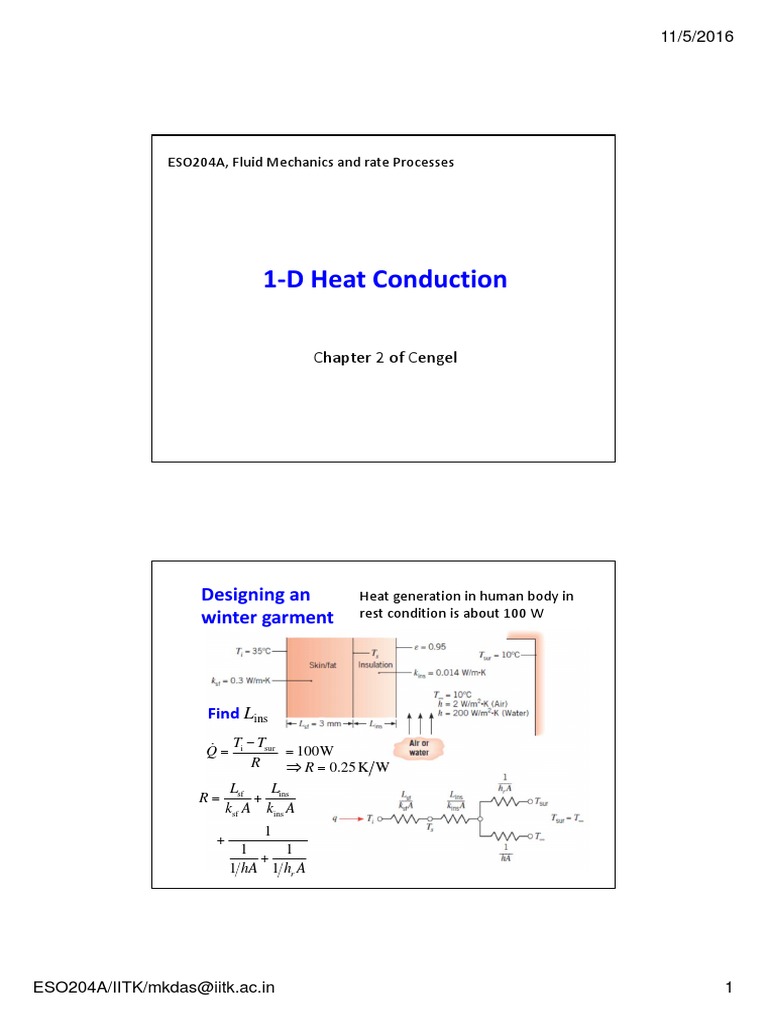 1 D Heat Conduction: Designing An Winter Garment | PDF | Physical ...
